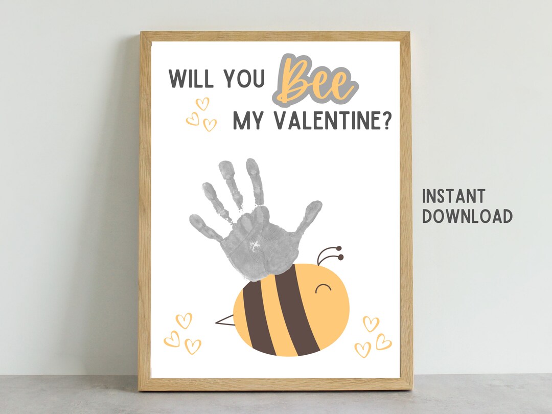 Valentine Bee Handprint Art Craft for Toddlers Baby Kids, Valentines ...