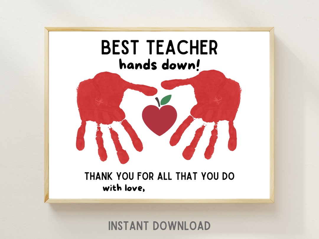 Teacher Appreciation Handprint Art Craft, Thank You Gift for Teachers ...
