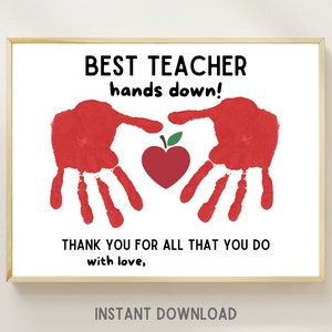 Teacher Appreciation Handprint Art Craft, Thank You Gift for Teachers ...