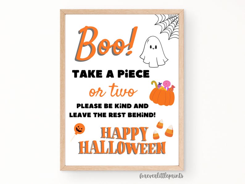 Editable Halloween Trick or Treat Printable Door Sign Please Take One ...