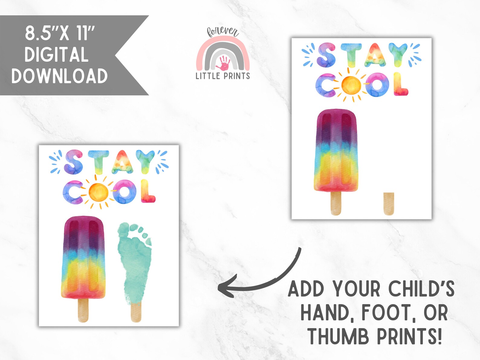 Summer Handprint Art for Kids Toddler Infant, Popsicle Footprint Craft ...