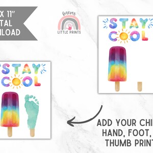 Summer Handprint Art for Kids Toddler Infant, Popsicle Footprint Craft ...