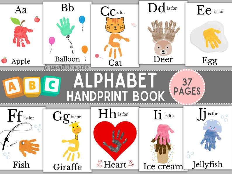 Alphabet Handprint Art Memory Book ABC Handprints Craft Kids Baby ...