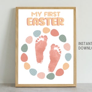 First Easter Handprint Craft, Preschool Activity, Baby Footprint Art ...