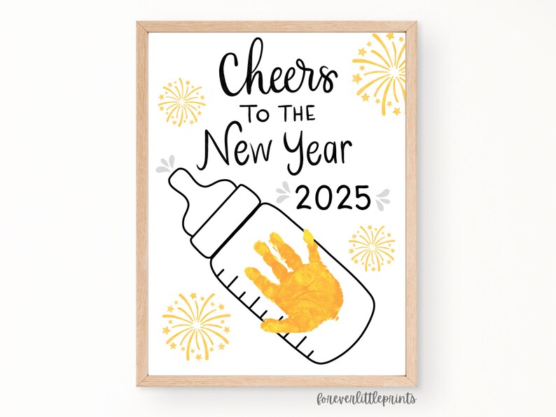 New Years Footprint Craft for Baby Toddlers Handprint Art Infant Baby’s ...