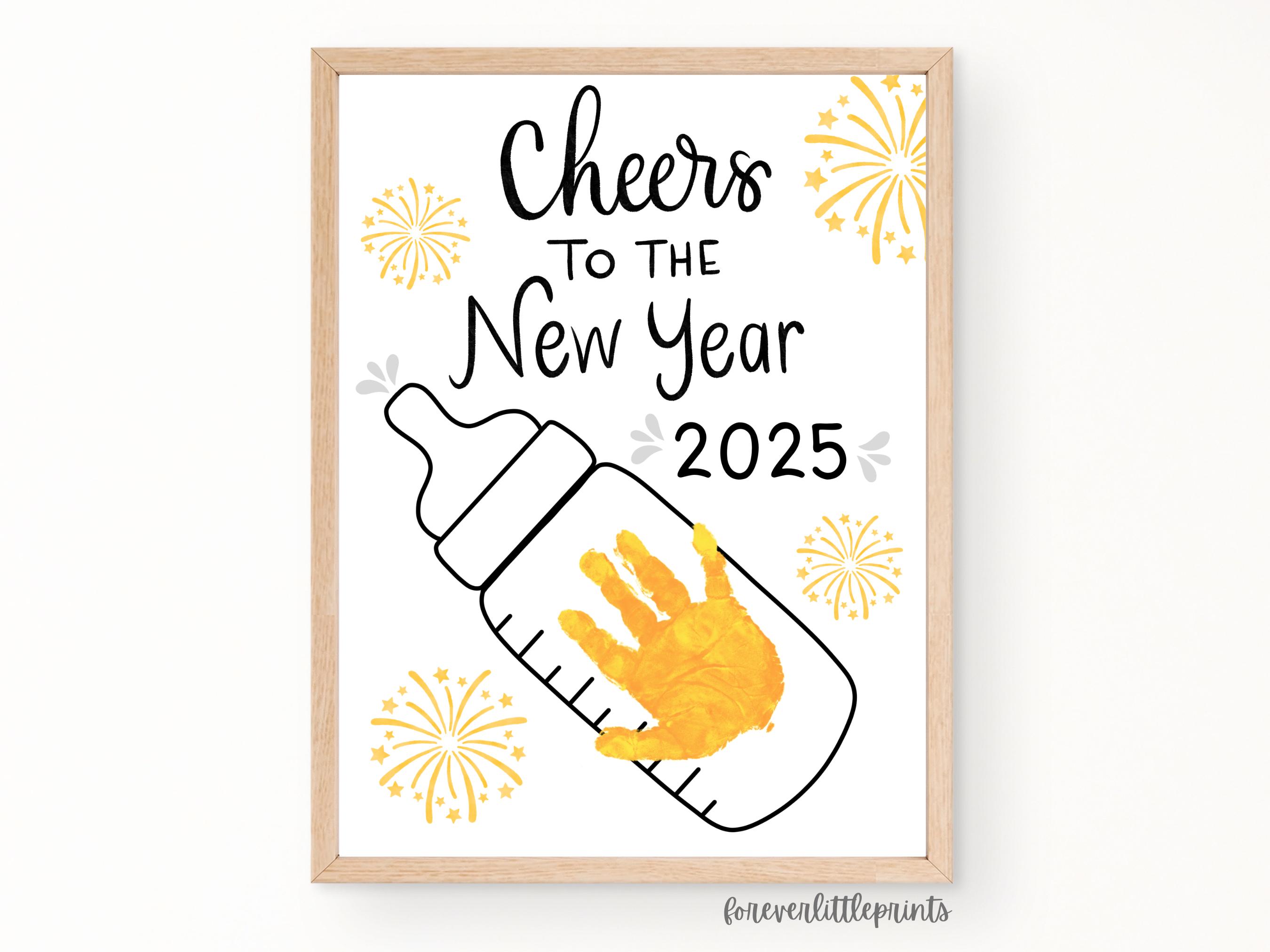 New Years Footprint Craft for Baby Toddlers Handprint Art Infant Baby’s ...