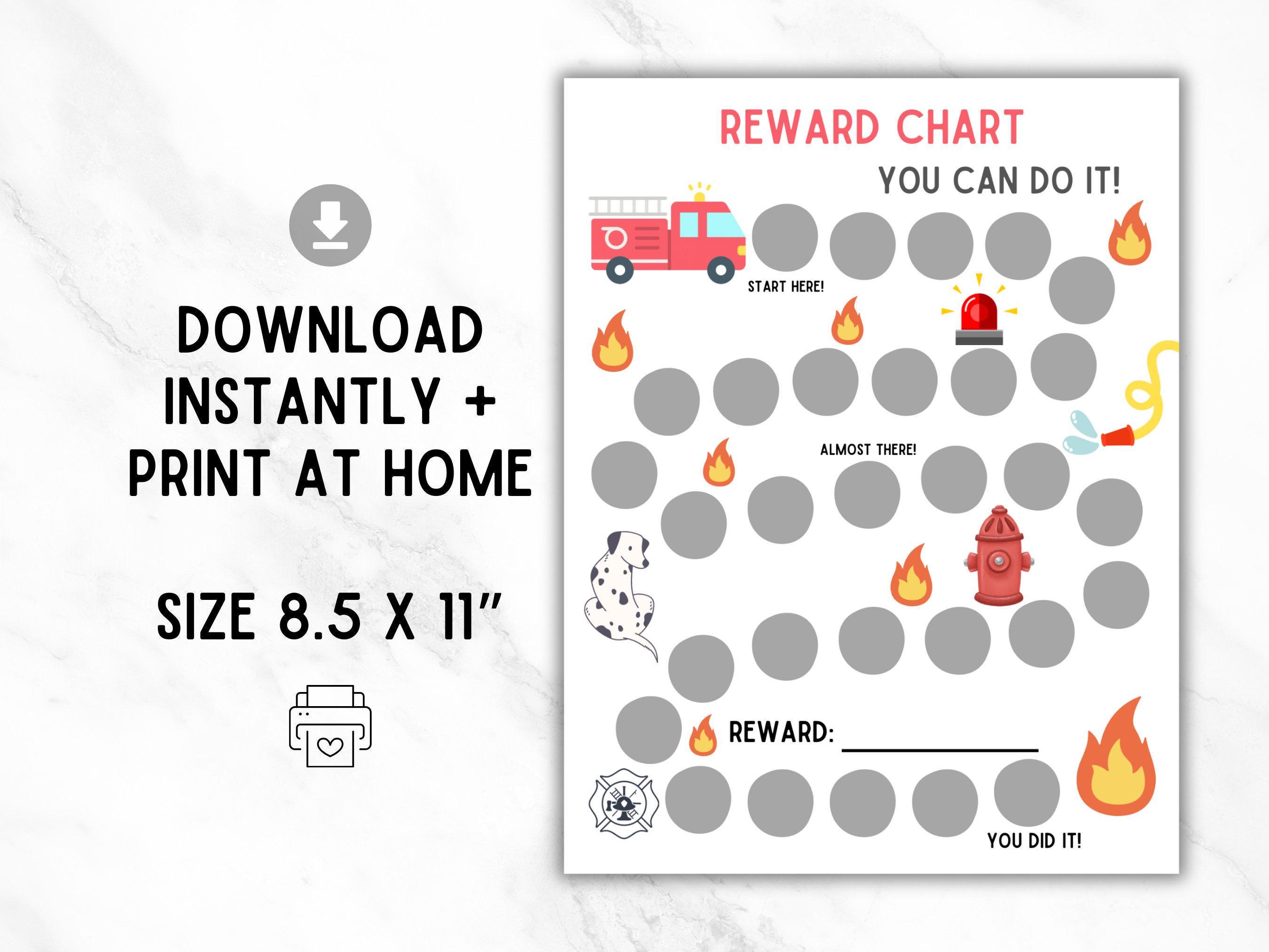Fire Truck Reward Chart for Kids Toddlers, Potty Training Chart, Chore ...