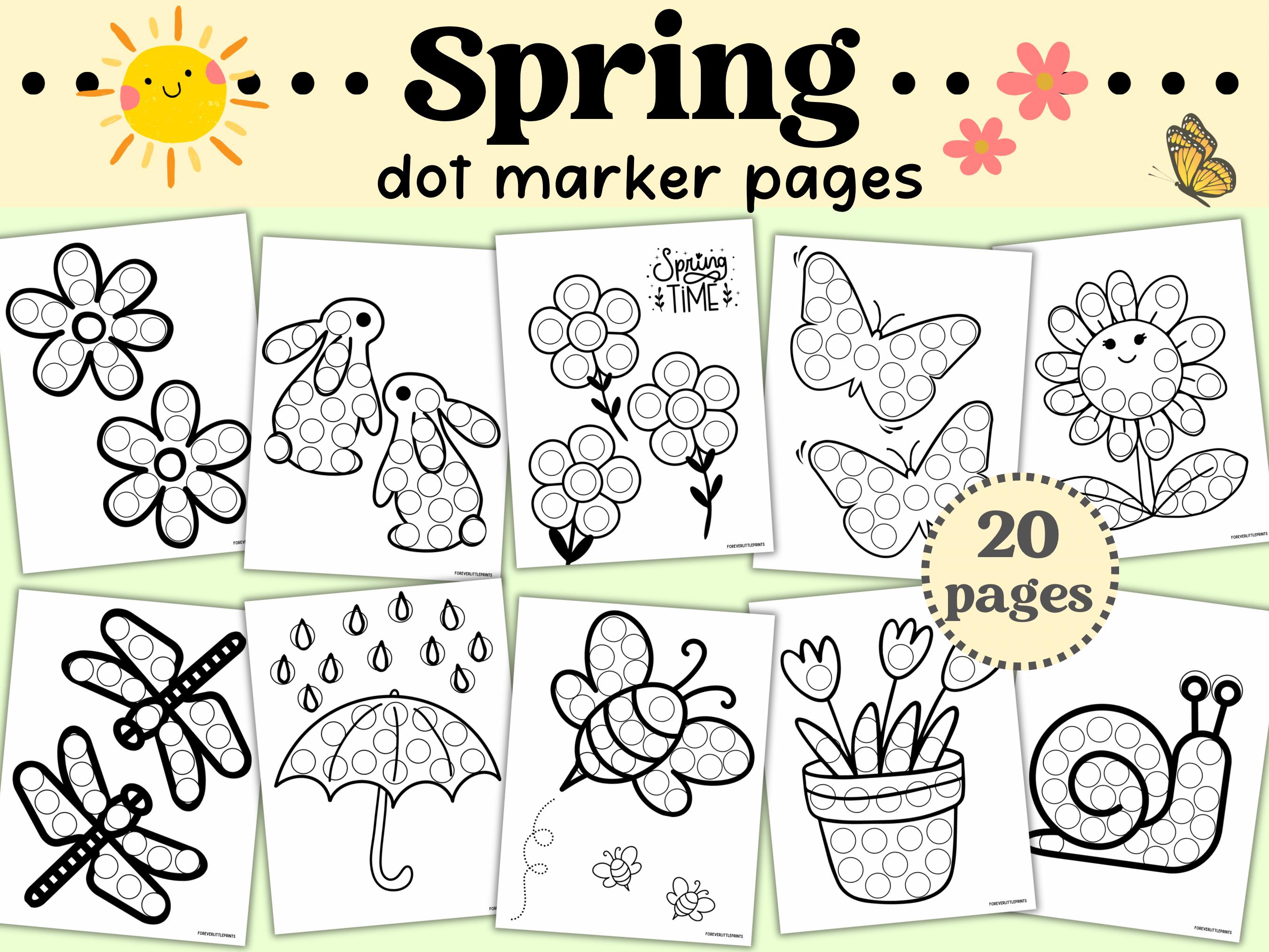 Spring Dot Marker Worksheet, Do A Dot Marker Coloring Preschool and ...
