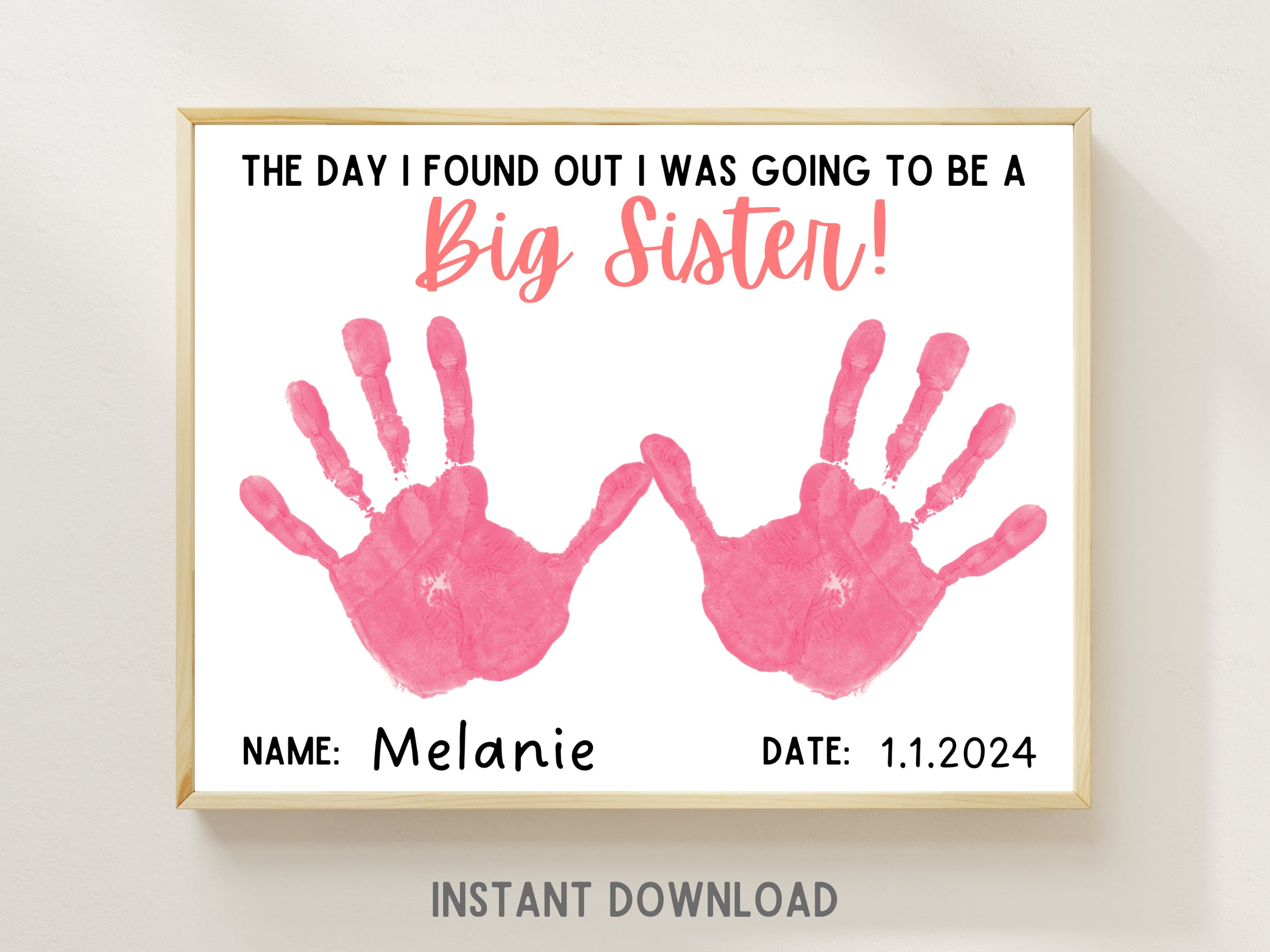 Big Sister Handprint Craft, Handprint Art for Infant Toddlers and Kids ...