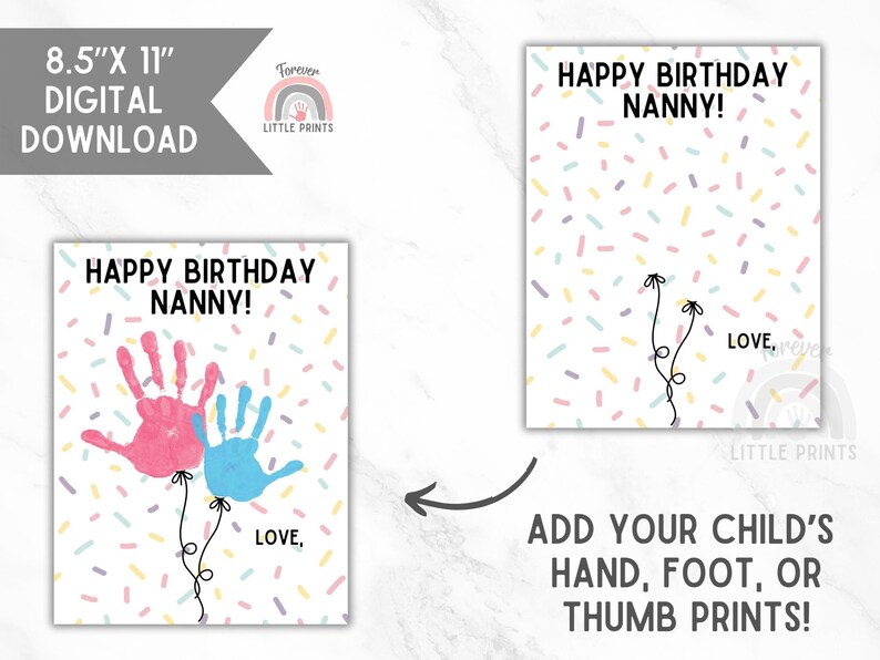 Happy Birthday Nanny Handprint Balloons Art, Nan Personalized Birthday ...