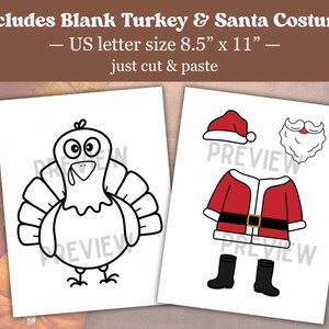 Disguise A Turkey Santa Claus Costume Printable, Thanksgiving School ...