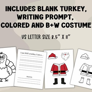 Disguise A Turkey Santa Claus Costume Printable, Thanksgiving School ...