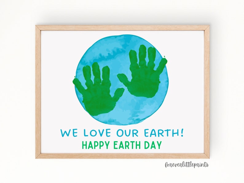 Earth Day Handprint Art, We Love Our Earth Kids School Activity, Earth ...