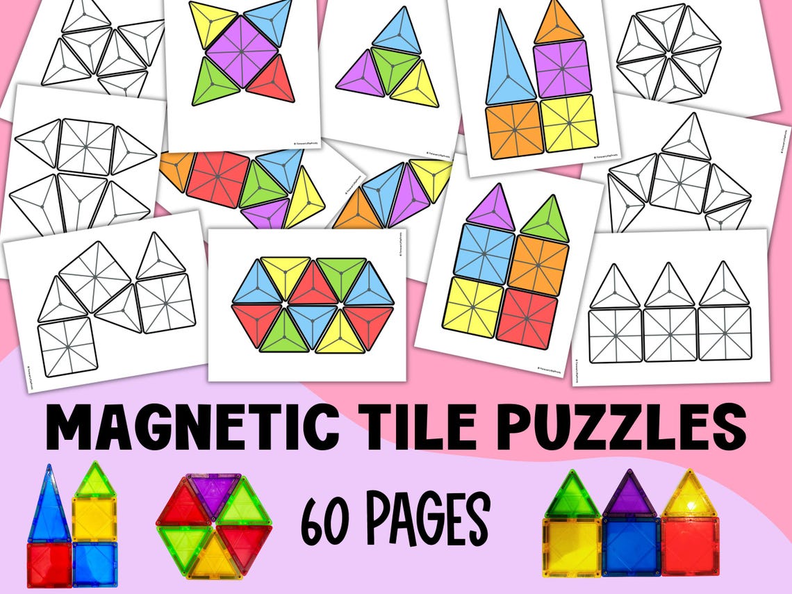 Magnetic Tiles Templates, Magnet Tile Pattern, Activity Card Puzzles ...