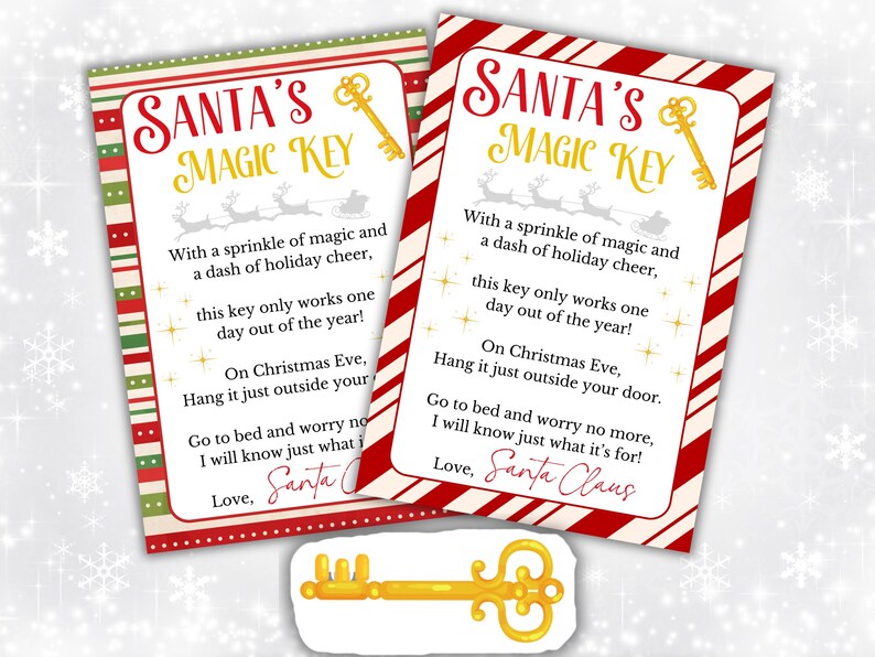 Santa's Magic Key Card Printable for Kids Christmas Eve Box, Christmas ...