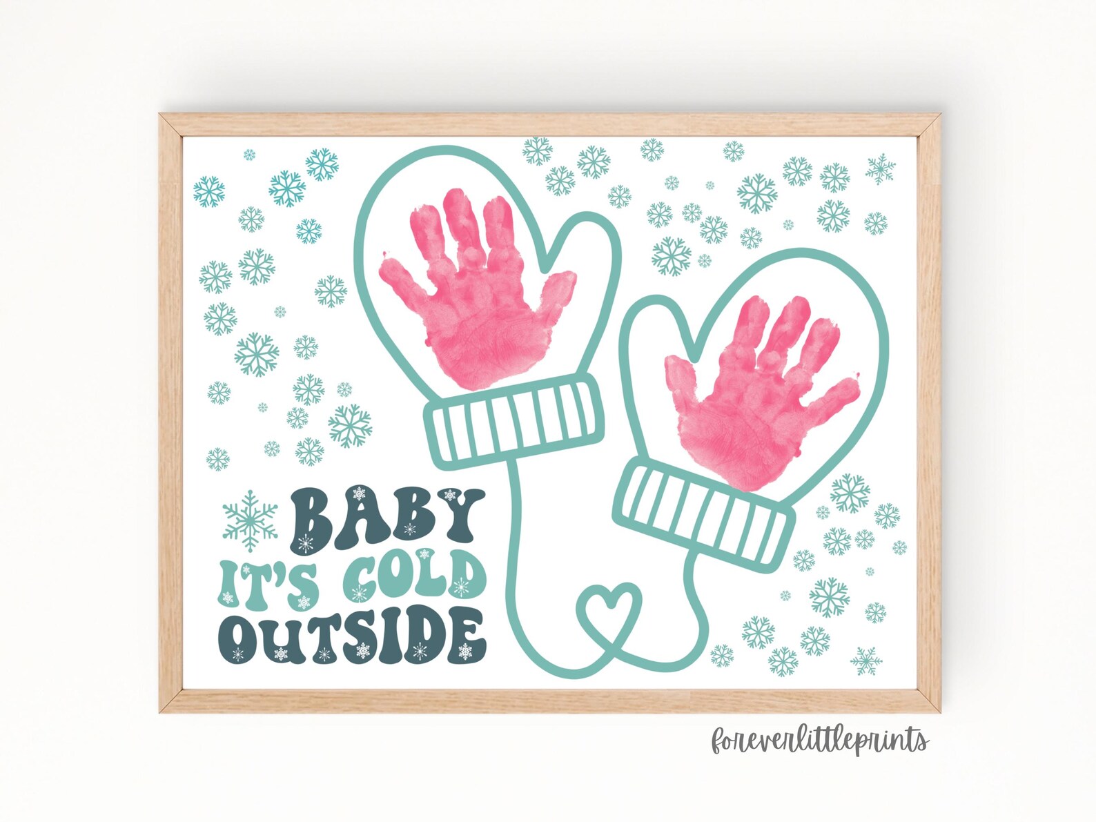 Winter Mittens Handprint Art for Baby Toddler Kids, Snowflakes First ...