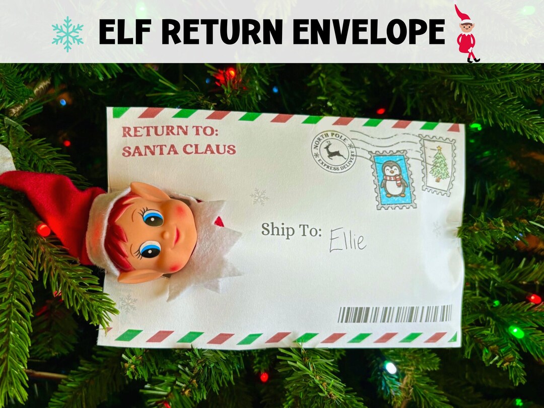 Elf Return Envelope Printable, Elf Arrival Day Letter, Christmas Elf ...