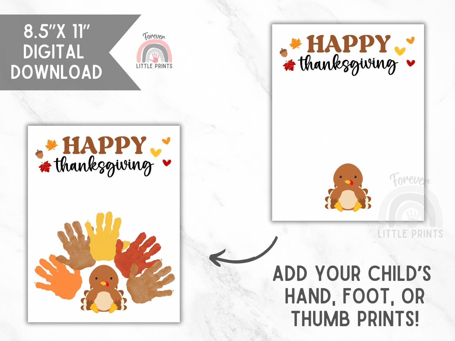Thanksgiving Turkey Handprint Craft Kids Infant Baby, Fall Keepsake ...