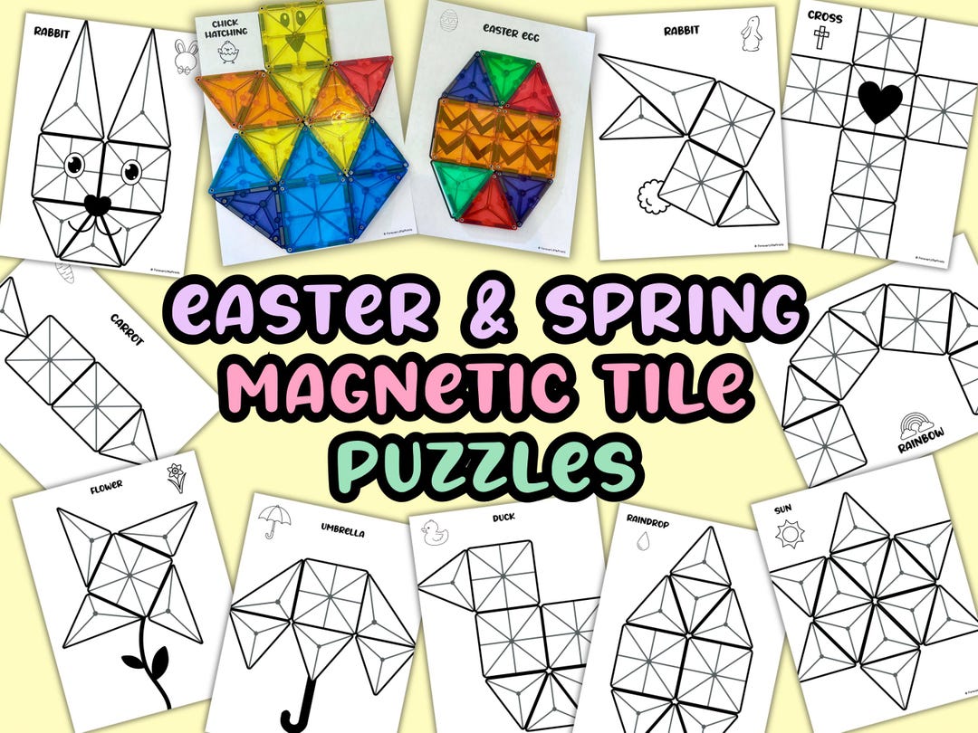 Easter Spring Magnetic Tiles Templates, Magnet Tile Pattern, Activity ...