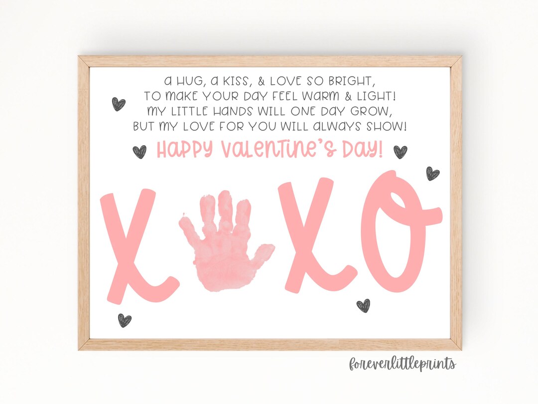 Valentine’s Day Handprint Craft for Toddlers Baby Kids, XOXO Valentines ...
