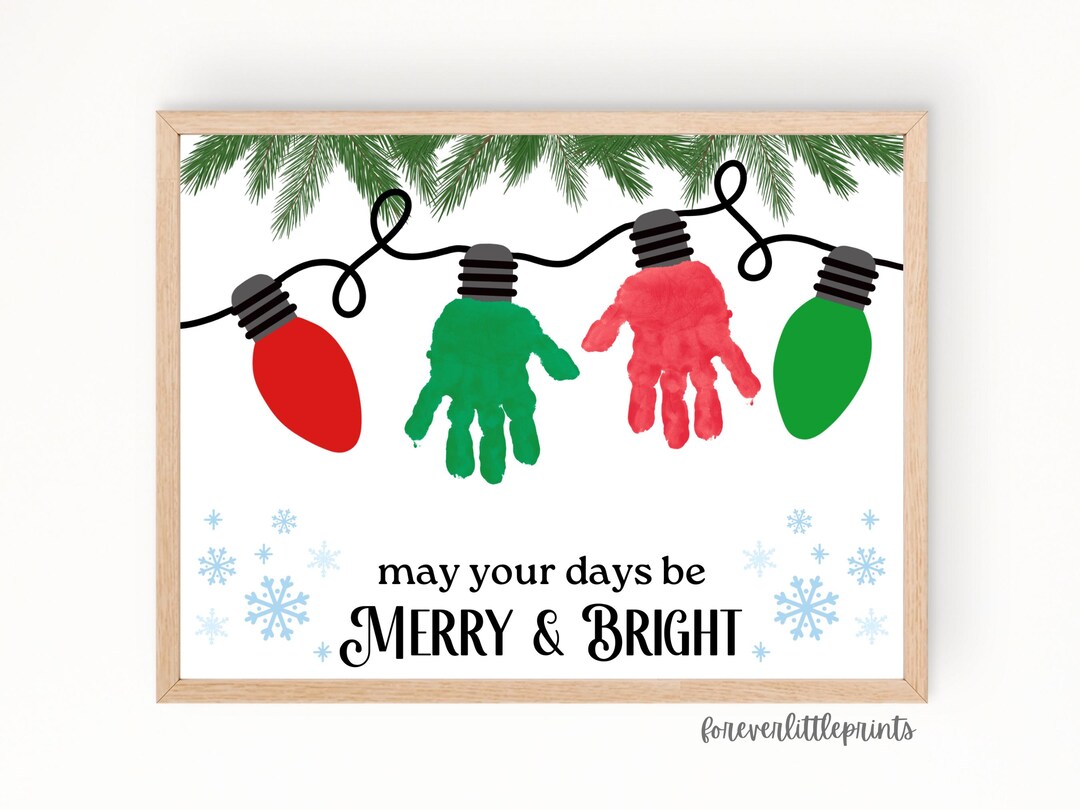 Holiday Lights Handprint Art Craft for Kids Baby Toddler, Merry ...