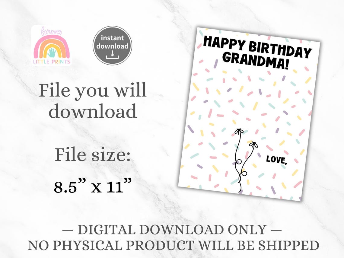 Happy Birthday Grandma Handprint Balloons Art, Gram Personalized ...