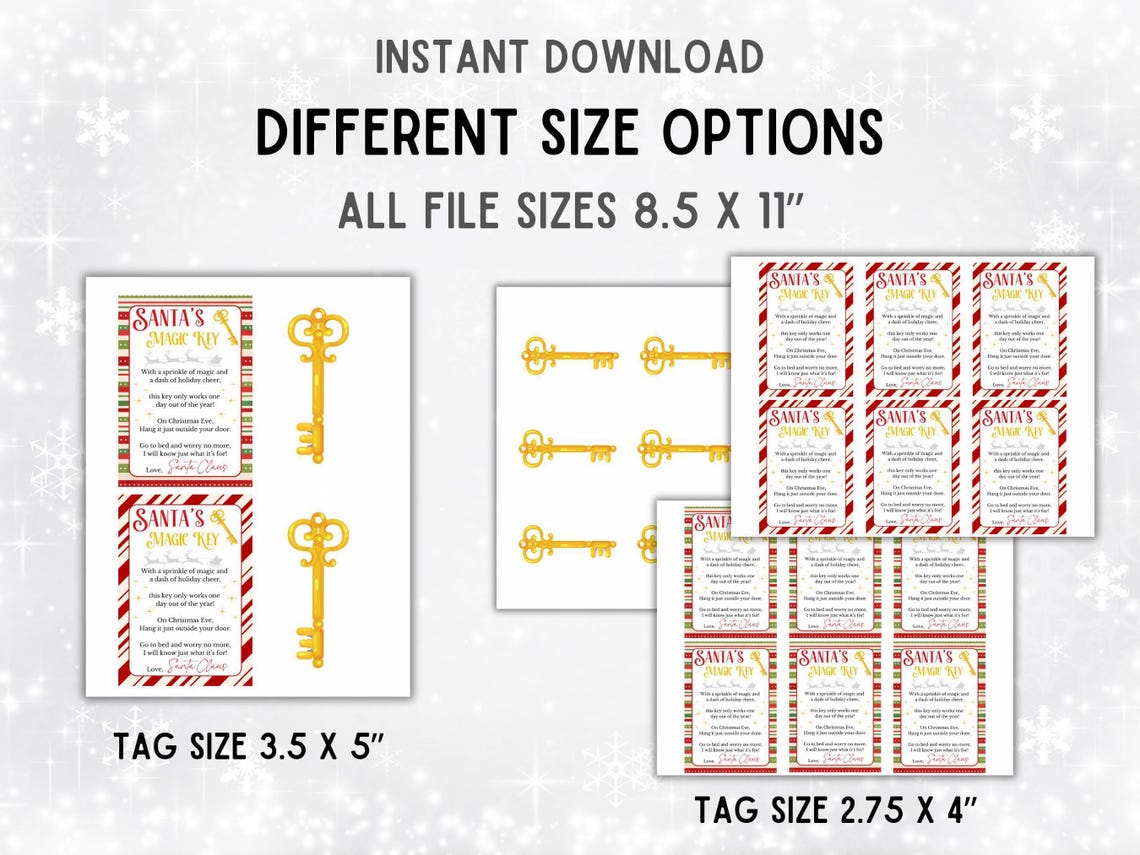 Santa's Magic Key Tag Printable for Kids Christmas Eve Box, Christmas ...