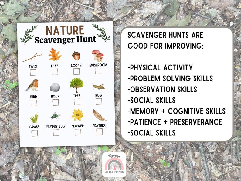 Nature Scavenger Hunt Printable Outdoor Learning Games Adventure ...