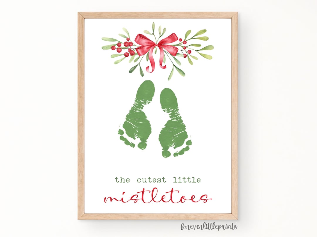 Mistletoes Christmas Footprint Art, Baby Toddler Printable Handprint ...