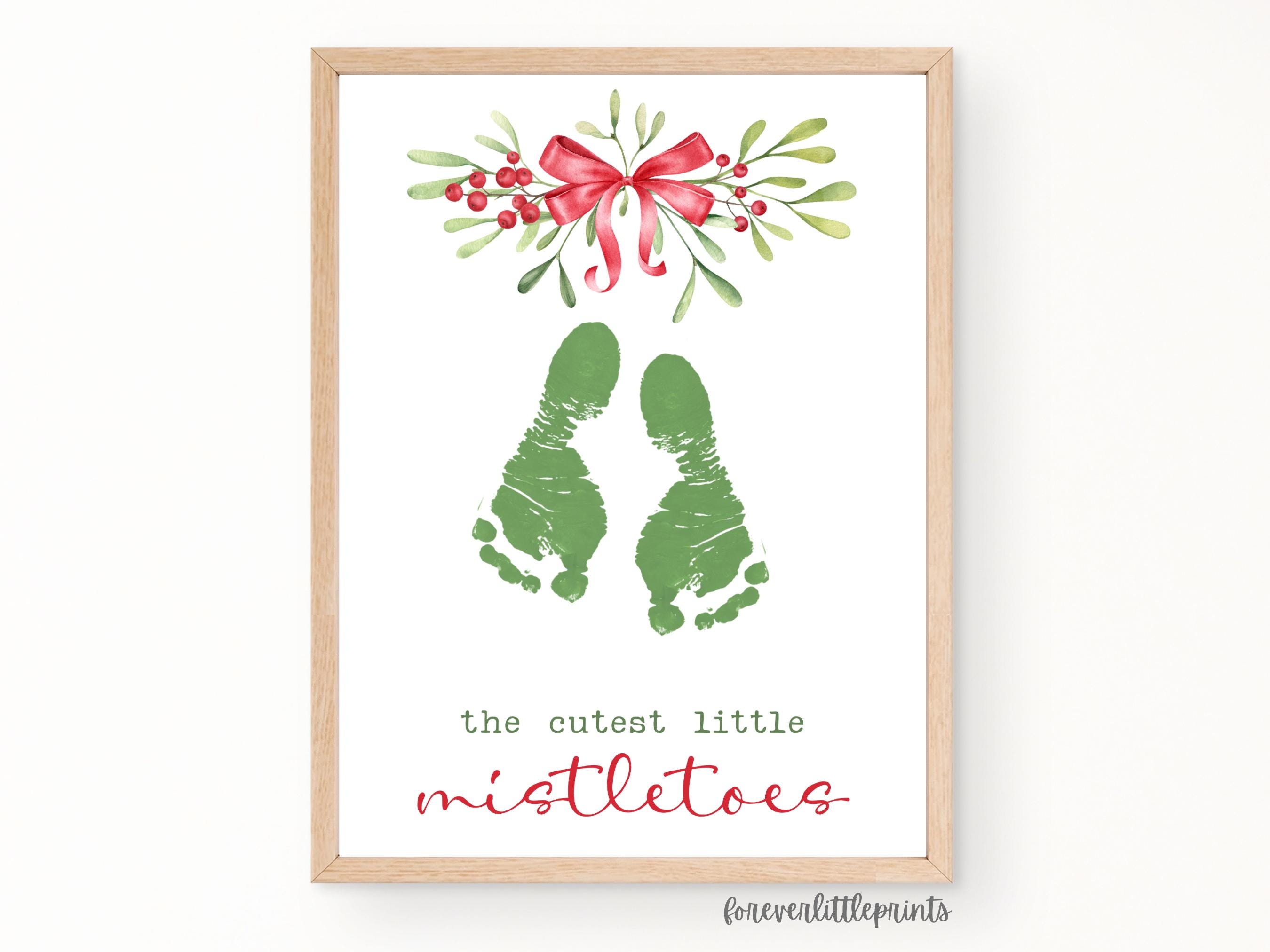 Mistletoes Christmas Footprint Art, Baby Toddler Printable Handprint ...