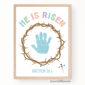 He is Risen Easter Handprint Art for Kids Infant Toddler Baby, Sunday ...