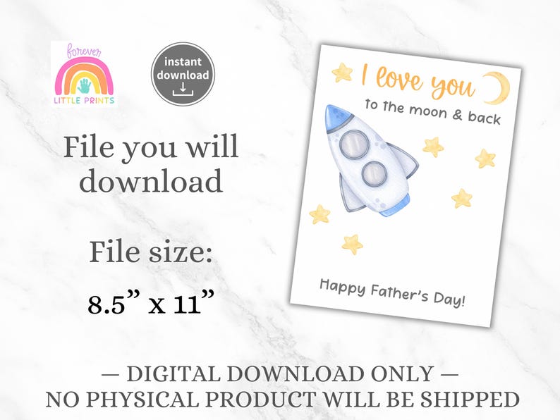 Father’s Day Rocket Ship Handprint Craft, Outer Space Card for Dad, I ...