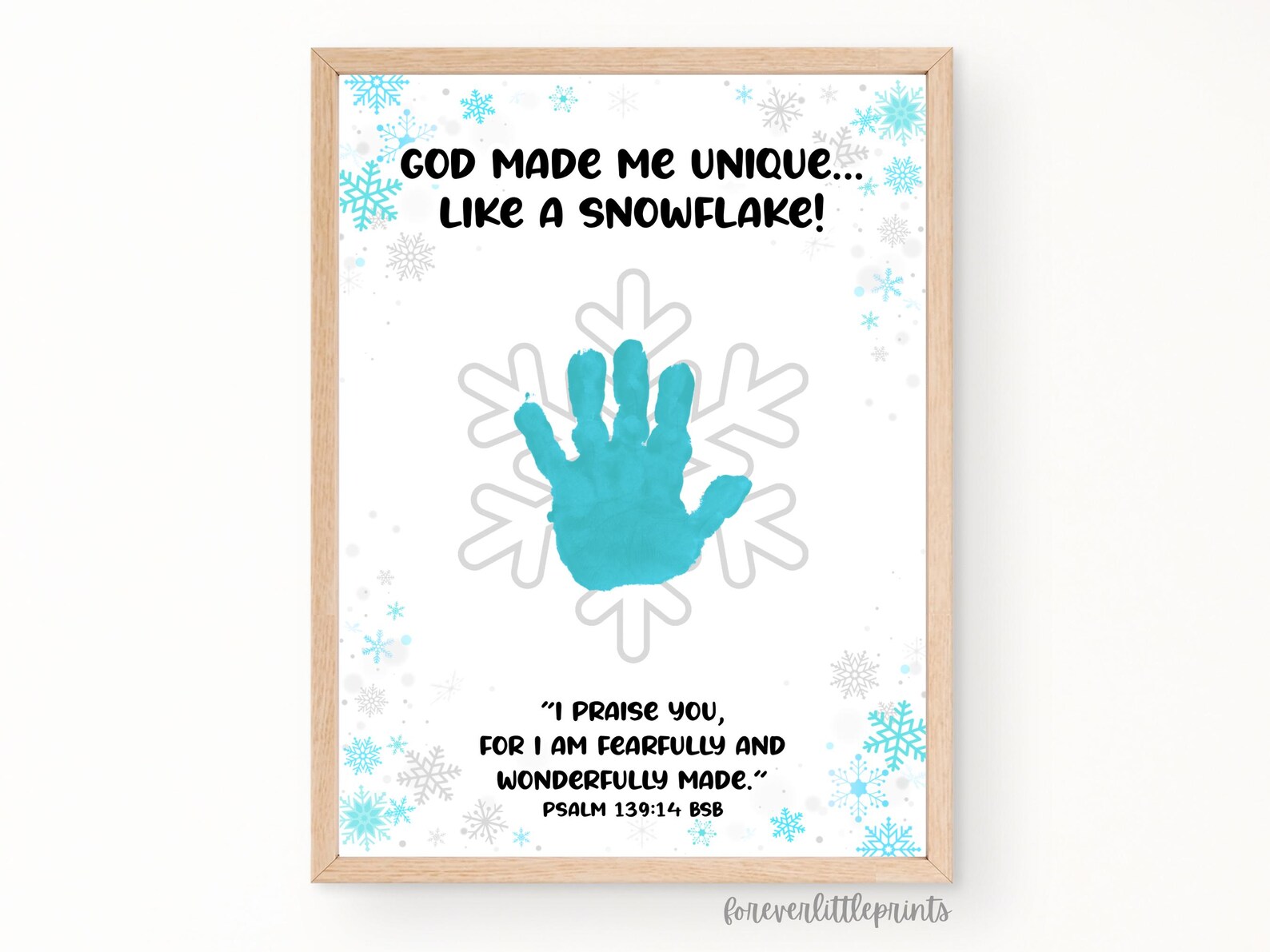 Christian Snowflake Handprint Craft, God Made Me Unique Snow Keepsake ...