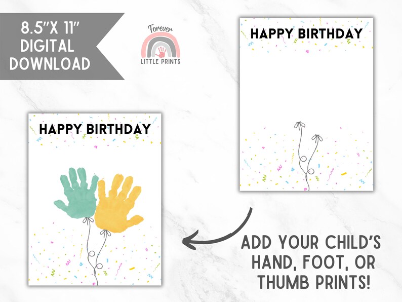 Editable Happy Birthday Handprint Balloons Art, Personalized Birthday ...