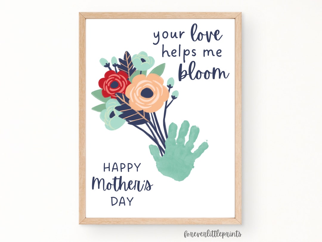 Mother’s Day Handprint, Flower Bouquet Handprint Art Craft, First ...