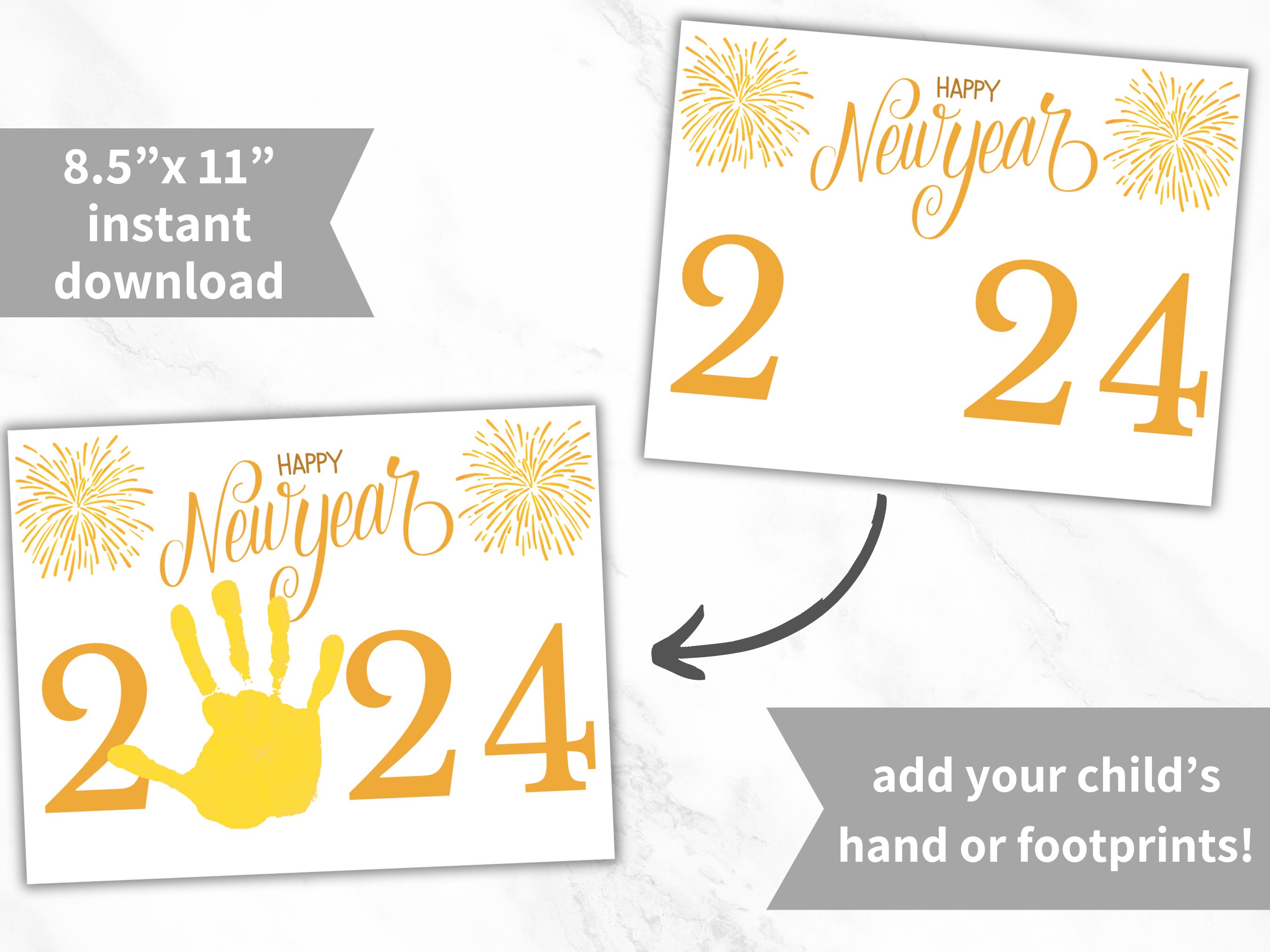 New Years Handprint Craft for Kids Baby Toddlers New Years Footprint ...