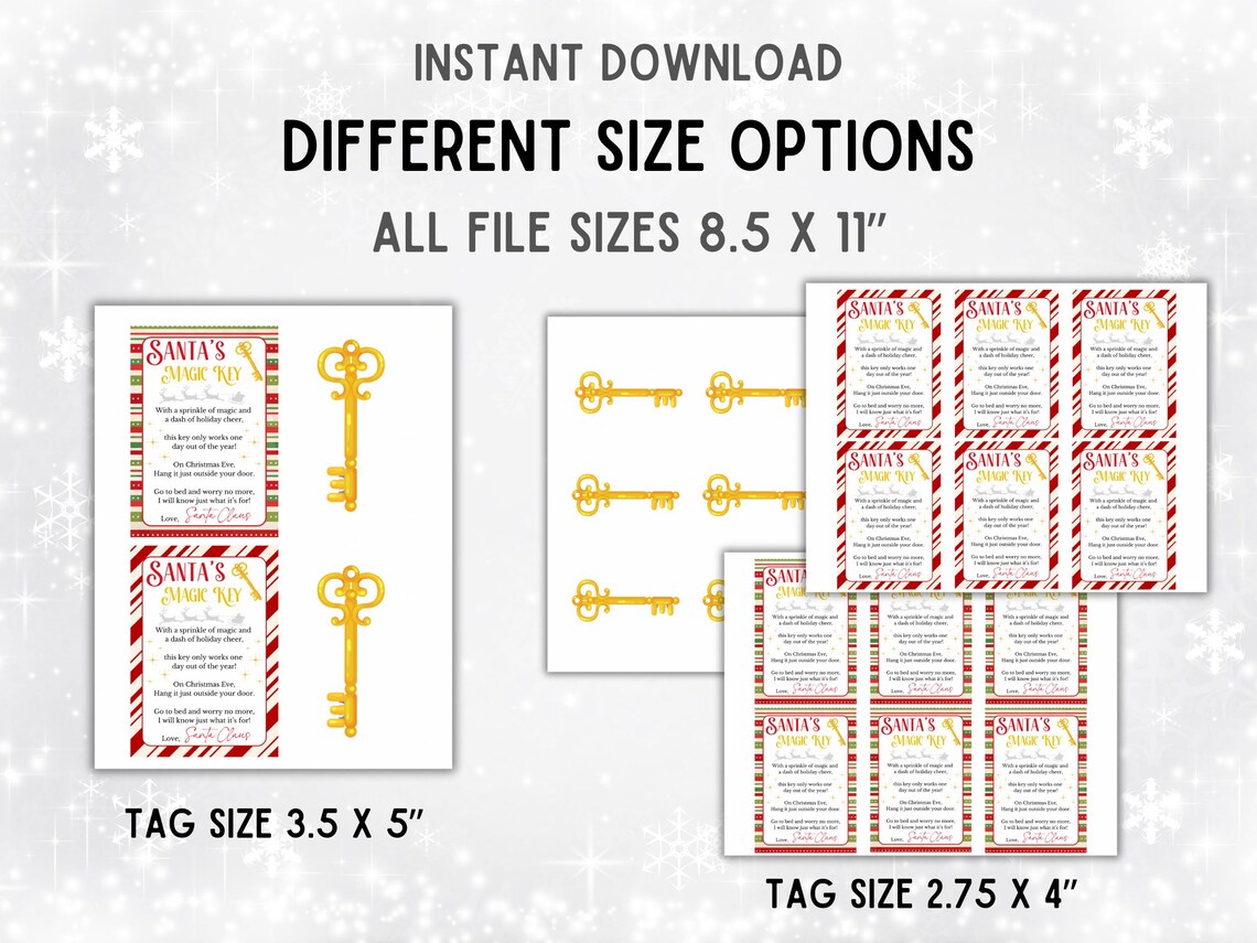 Santa's Magic Key Tag Printable for Kids Christmas Eve Box, Christmas ...