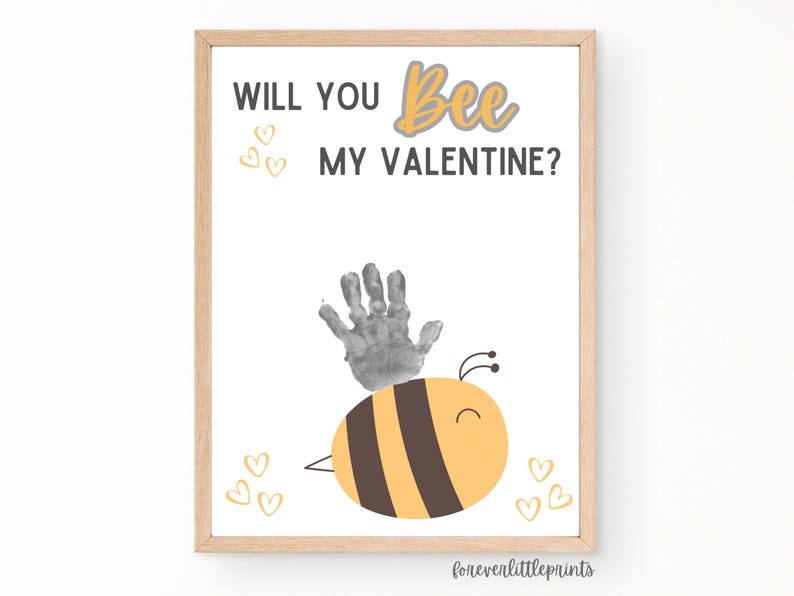 Valentine Bee Handprint Art Craft for Toddlers Baby Kids, Valentine’s ...