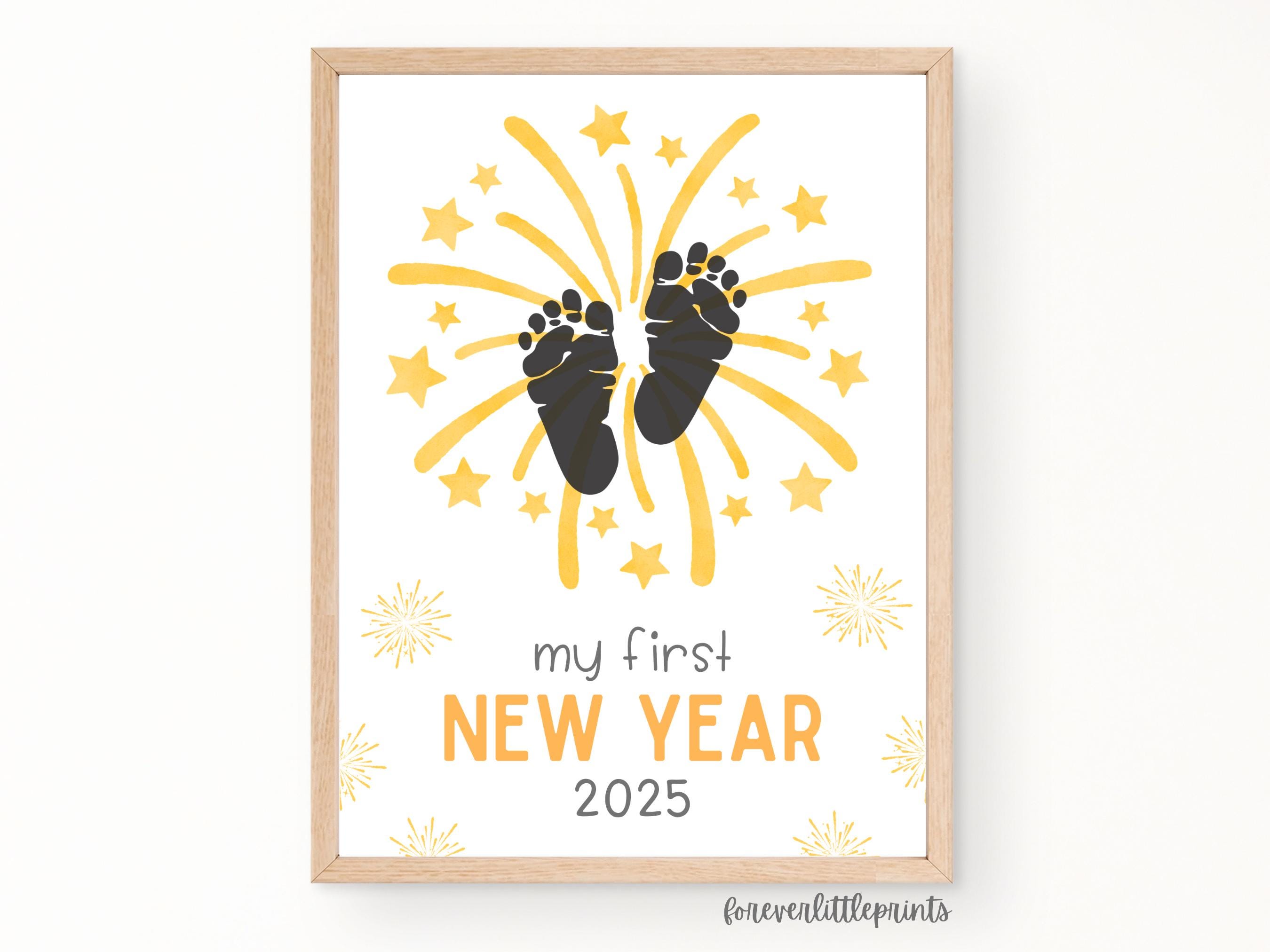 My First New Years Handprint Craft for Baby Toddler, Footprint Art ...
