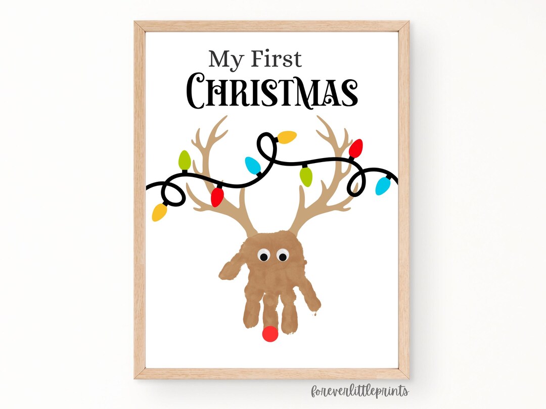 Reindeer Antlers Handprint Craft, Baby’s First Christmas, Rudolph ...