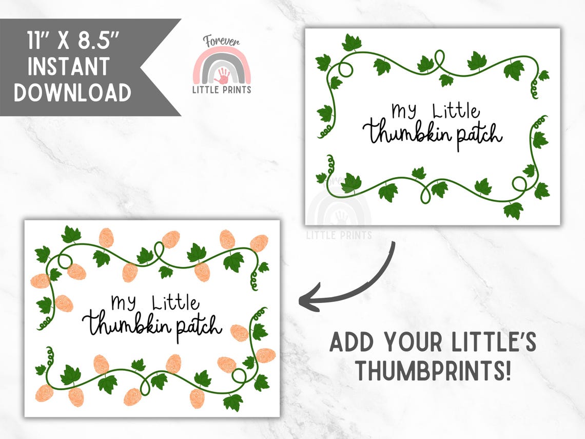 Pumpkin Patch Thumbprint Art Thumbkin Patch Infant Baby Toddler Fall ...