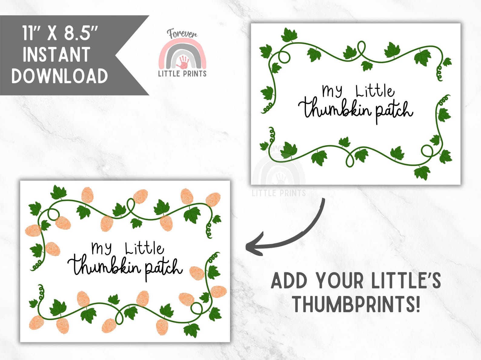 Pumpkin Patch Thumbprint Art Thumbkin Patch Infant Baby Toddler Fall ...