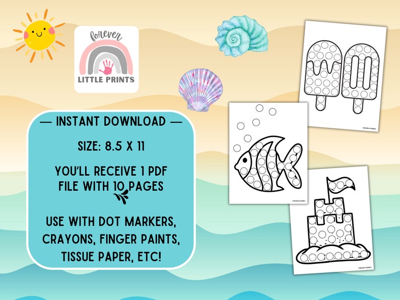 Summer Dot Marker Printable Pack, Fun Preschool Daycare Activity Pages ...