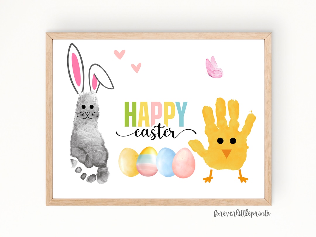 Easter Footprint Art for Kids Infant Toddler Baby, Bunny Handprint ...