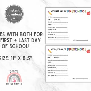 First Day of Preschool Handprint, 1st Day of School Questionnaire, Pre ...