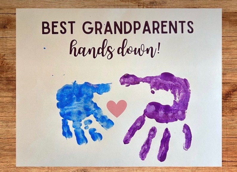 Grandparents Gift Handprint Art From Kids Toddler Infant, Grandparents ...