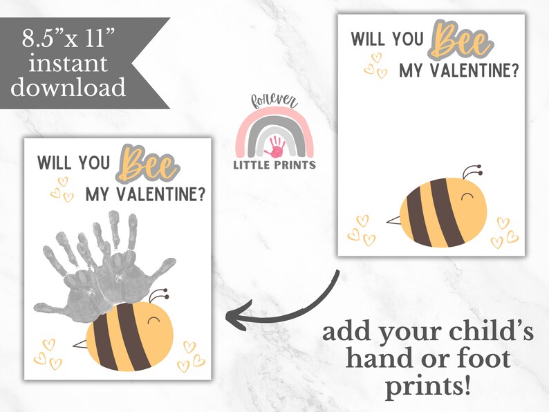 Valentine Bee Handprint Art Craft for Toddlers Baby Kids, Valentines ...