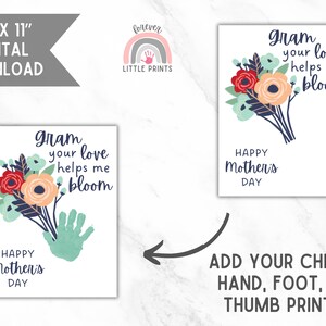 Mother’s Day Handprint Art for Gram, Gift for Grandma From Baby Infant ...