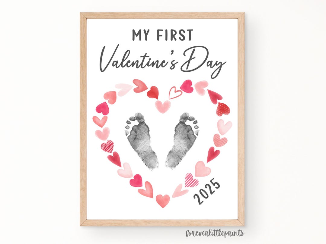 First Valentine’s Day Footprint Craft for Toddlers Baby Kids, Valentine ...