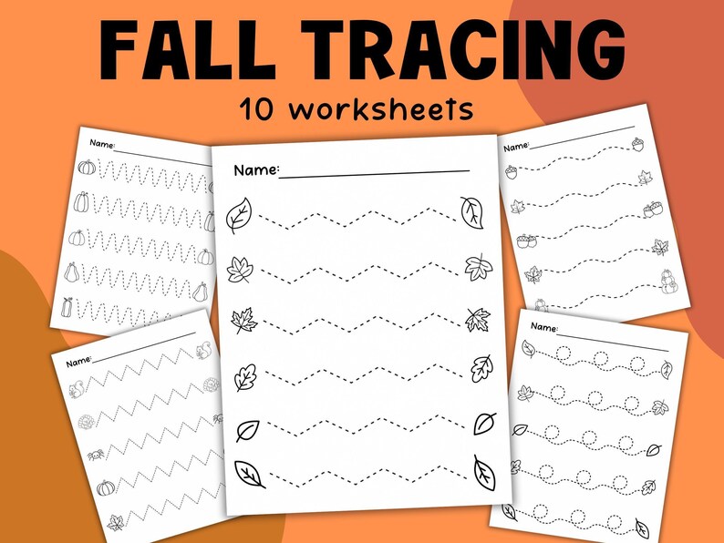 Fall Tracing Worksheets, Handwriting Practice, Line Tracing, Activity ...